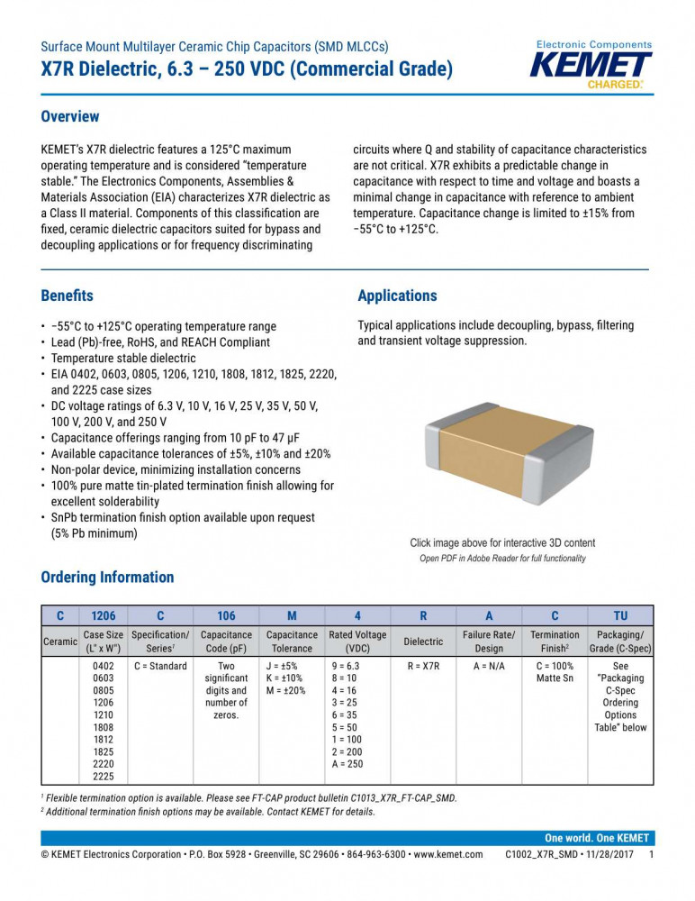 KEMET X7R datasheet page 1