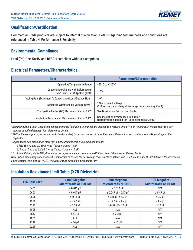 KEMET X7R datasheet page 3