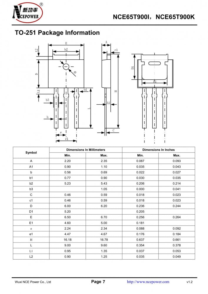 NCE65T900I datasheet page 7