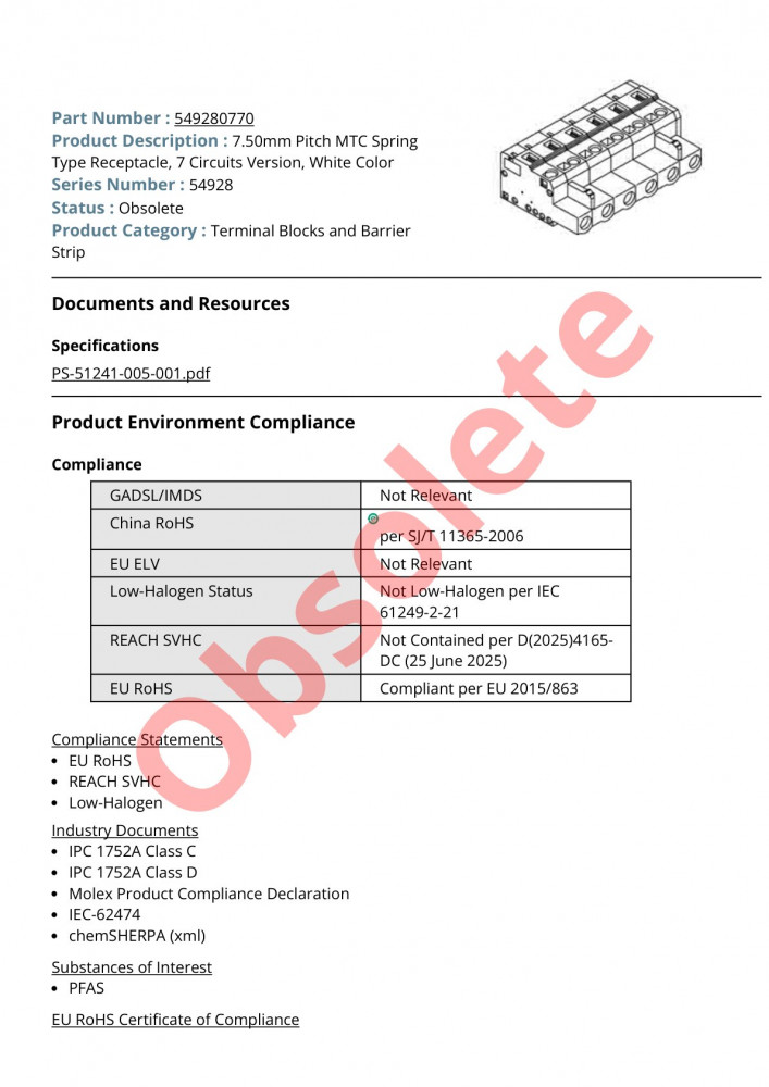 MOLEX 549280770 document preview, page 1