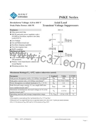 DOWO P6KE62CA TVS Diode