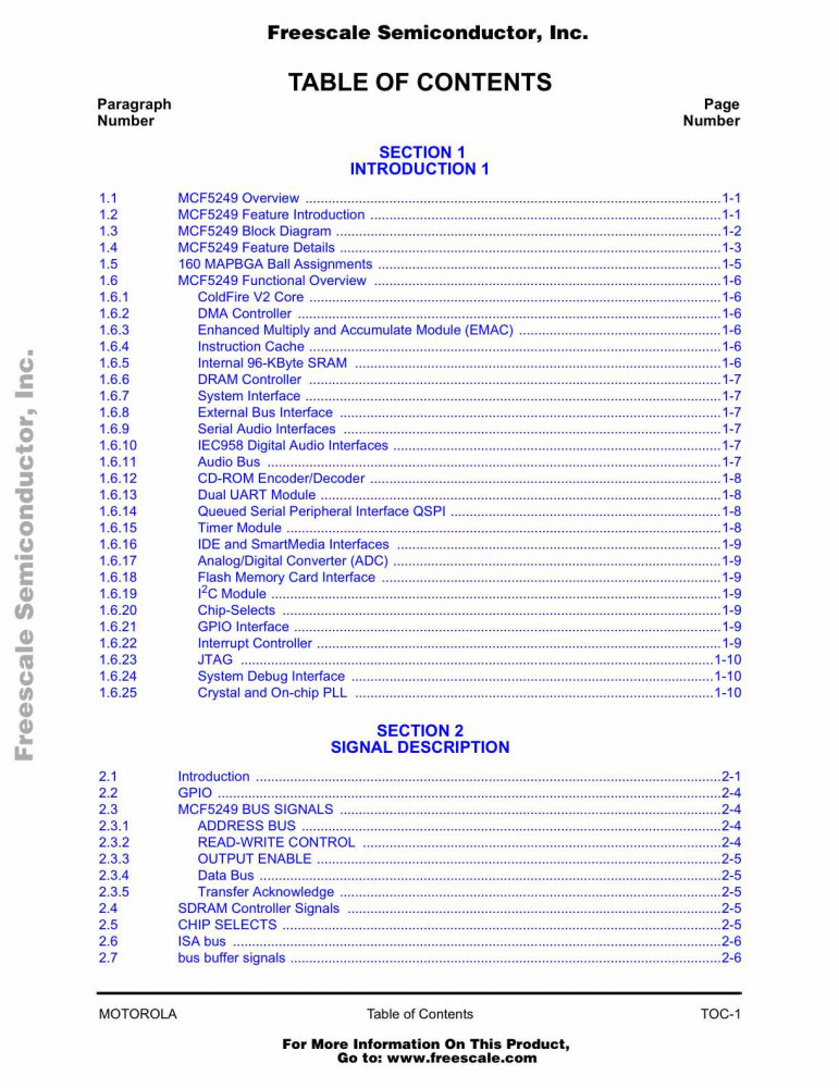 MCF5249 technical document page 3