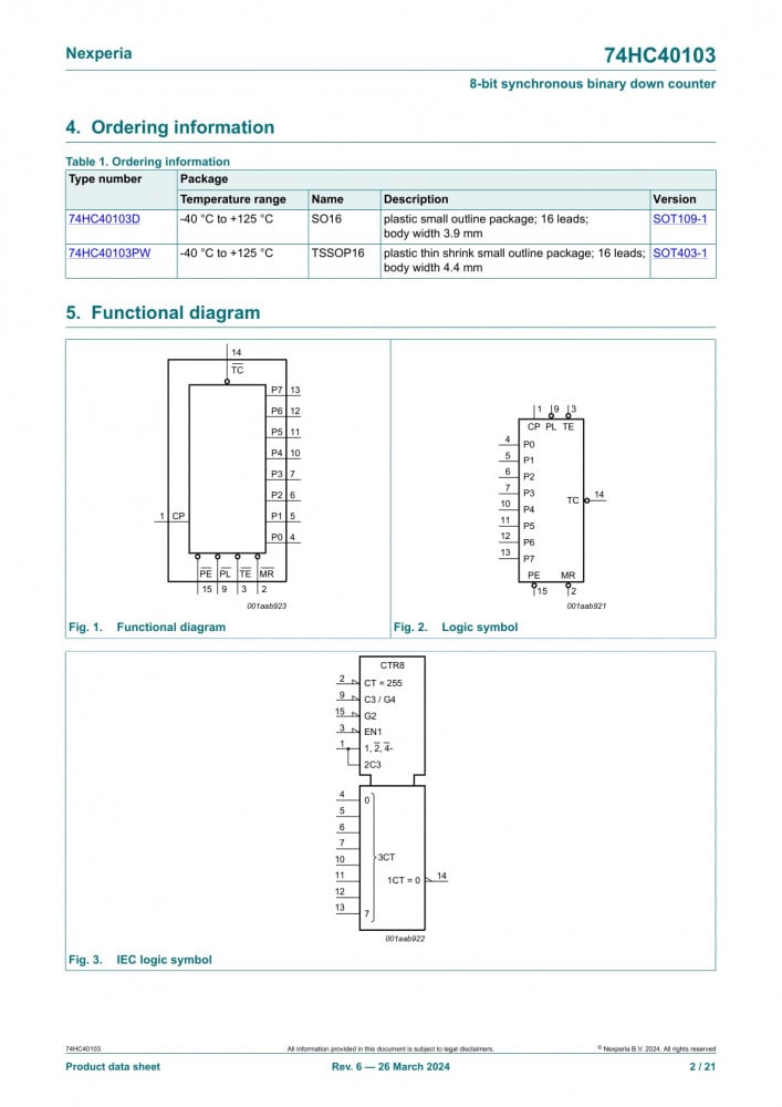 74HC40103D datasheet page 2