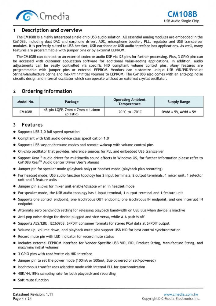 CM108B datasheet page 4