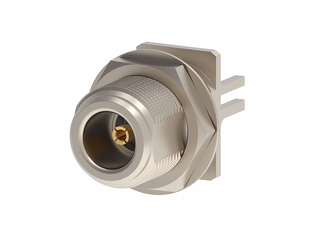 N Jack, Straight, Bulkhead, Clamp, RG-400 Cable, Brass Body, Silver Plated, IP68, Tray, 50 Ohms