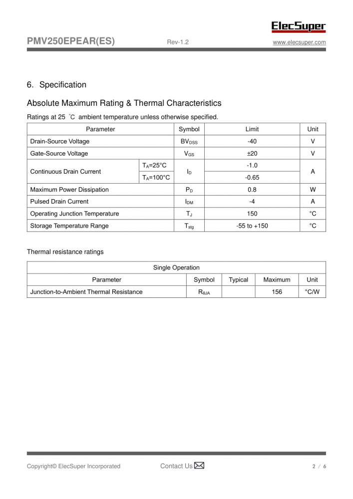 PMV250EPEAR(ES) datasheet page 2