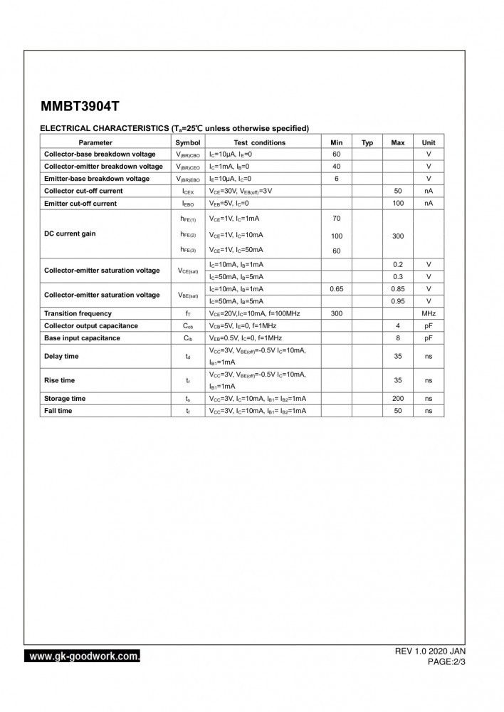 MMBT3904T datasheet page 2
