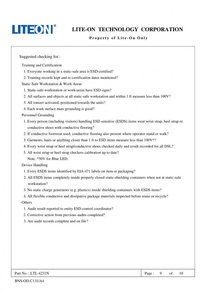 LTL-4231N datasheet page 10