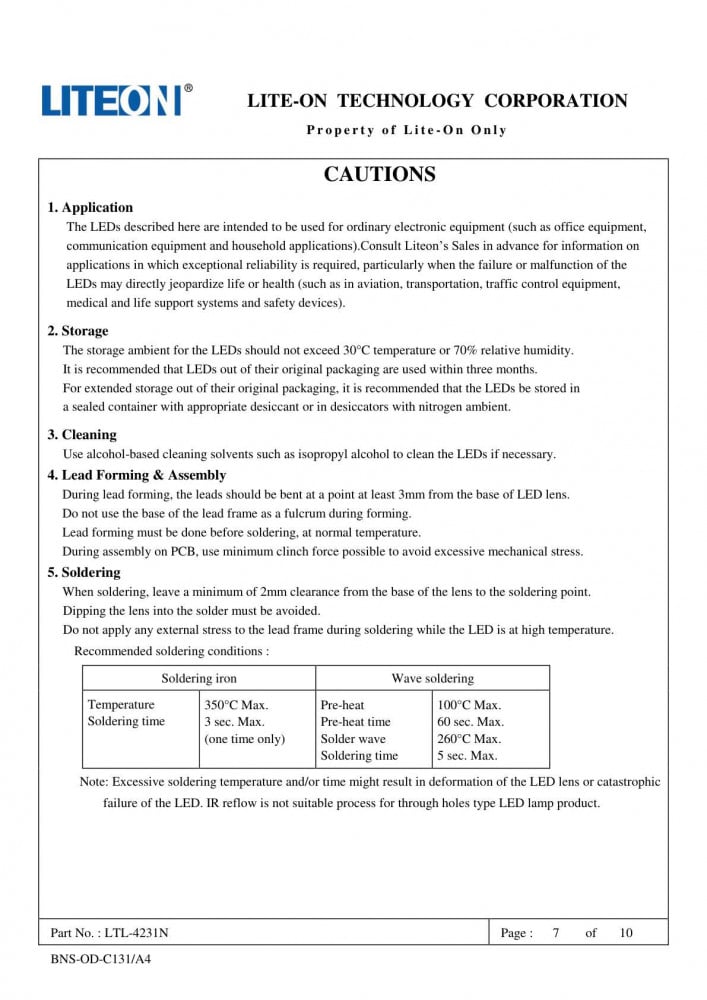 LTL-4231N datasheet page 8