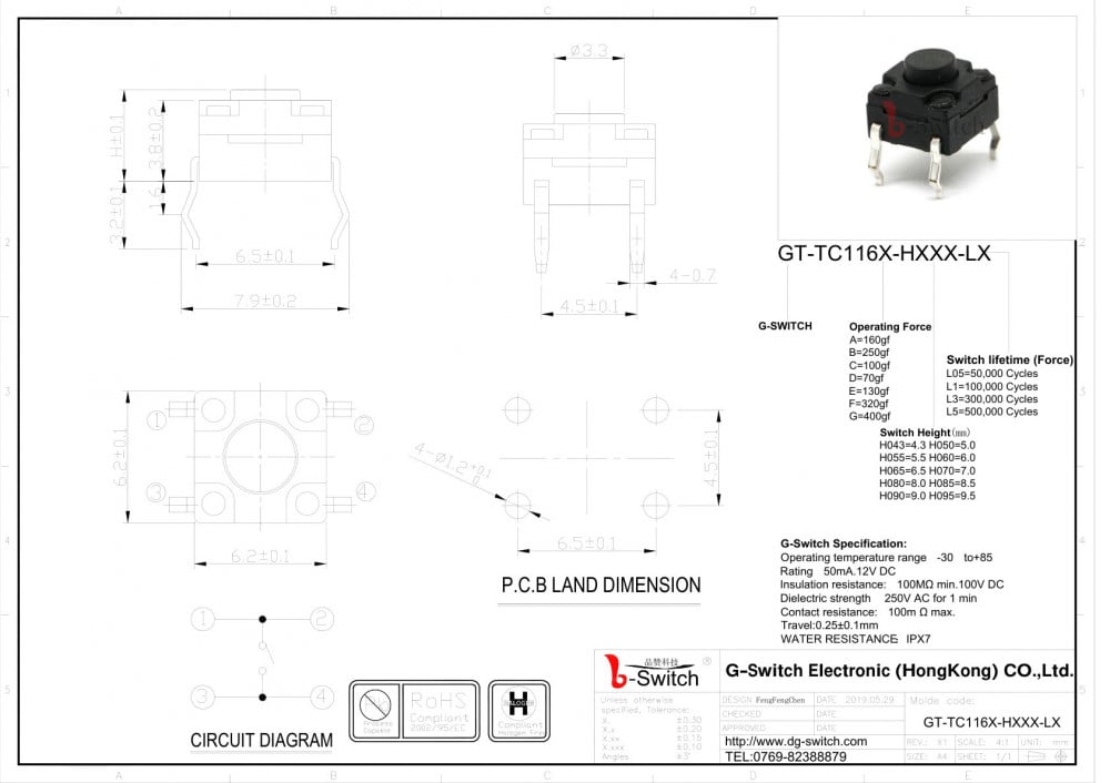 GT-TC116A-H085-L1 technical document preview