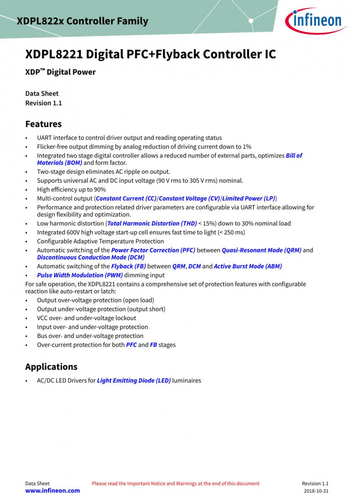 XDPL8221 datasheet page 1