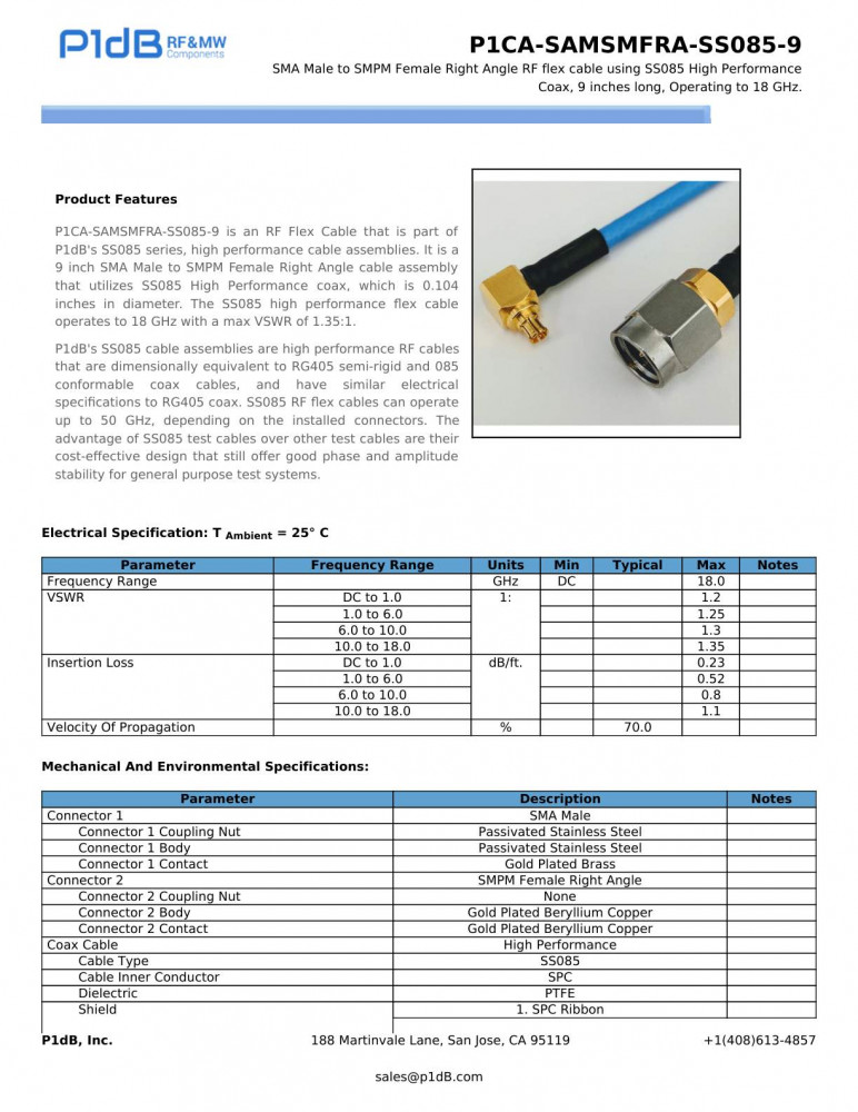 P1CA-SAMSMFRA-SS085-9 technical document image, page 1