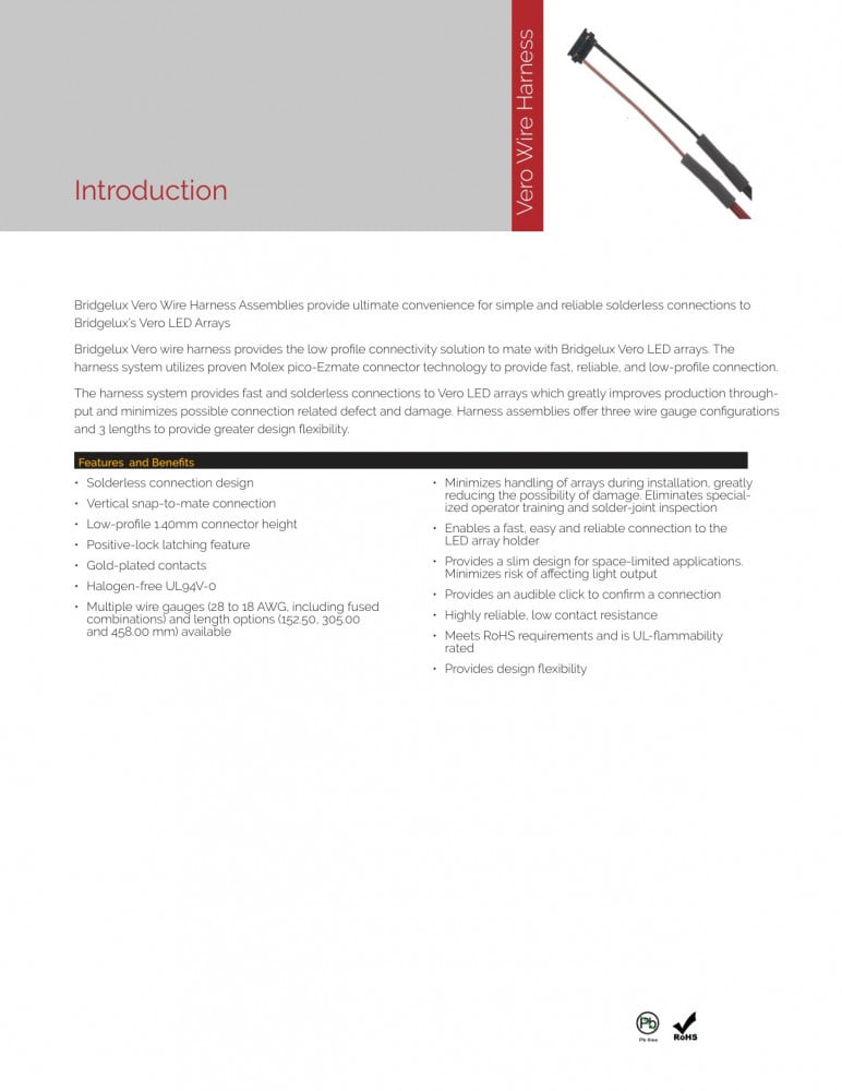 Bridgelux Vero Wire Harness datasheet page 2