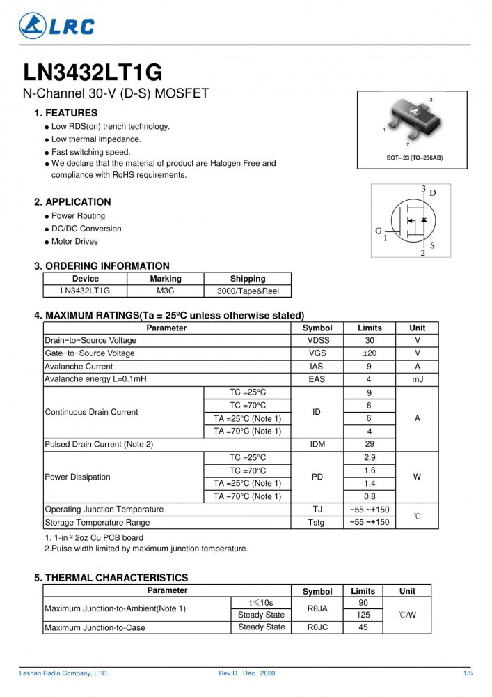 LN3432LT1G datasheet page 1