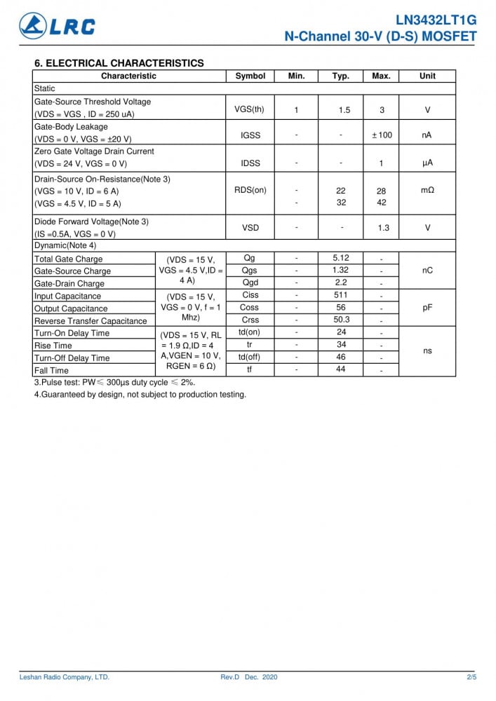 LN3432LT1G datasheet page 2