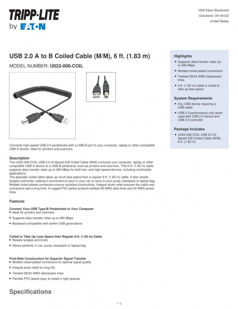 U022-006-COIL technical document page 1