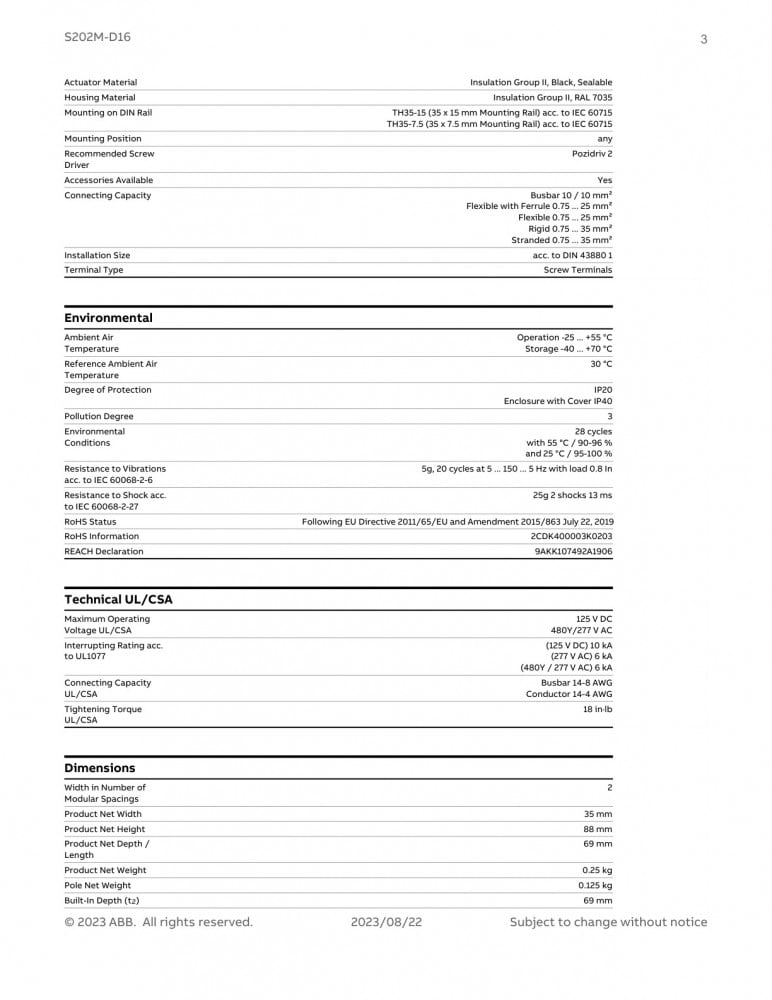 ABB S202M-D16 technical document page 3