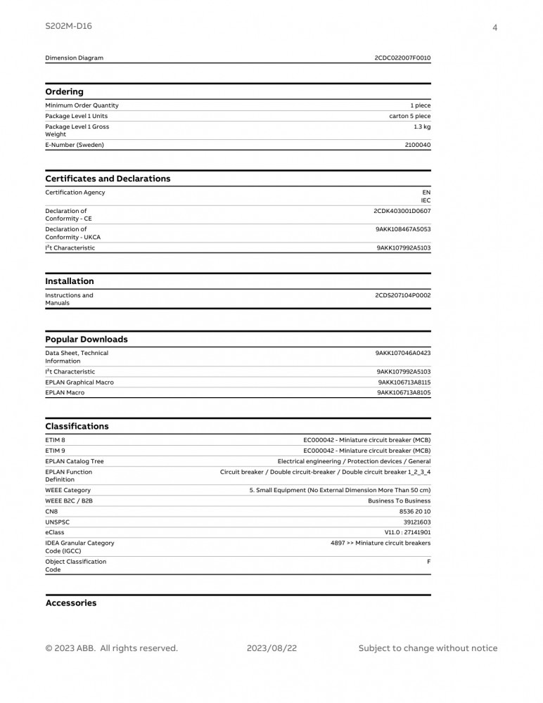ABB S202M-D16 technical document page 4