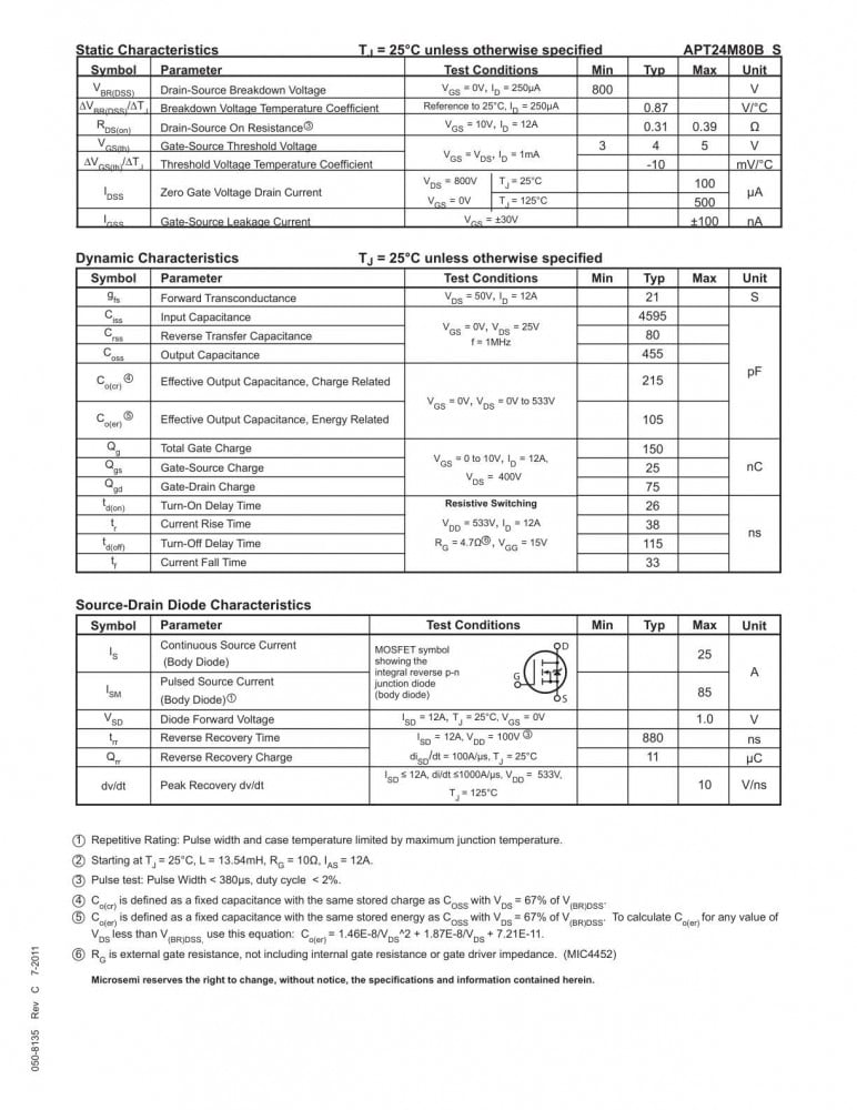 APT24M80B datasheet page 2