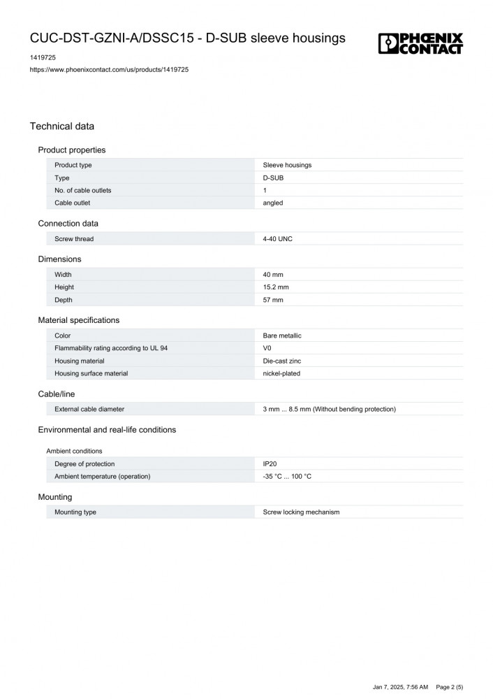 Phoenix Contact 1419725 technical document page 2