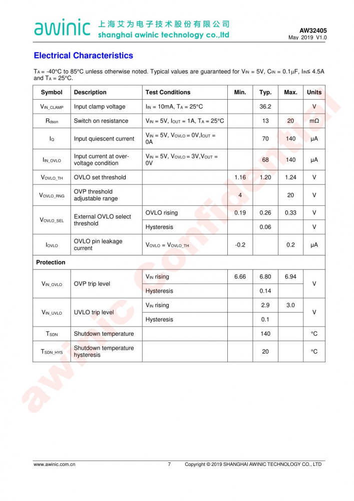 AW32405CSR datasheet page 7