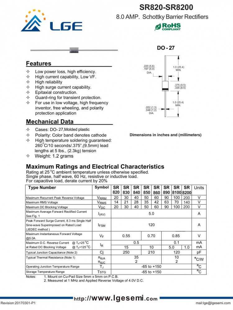 LGE SR840 datasheet page 1