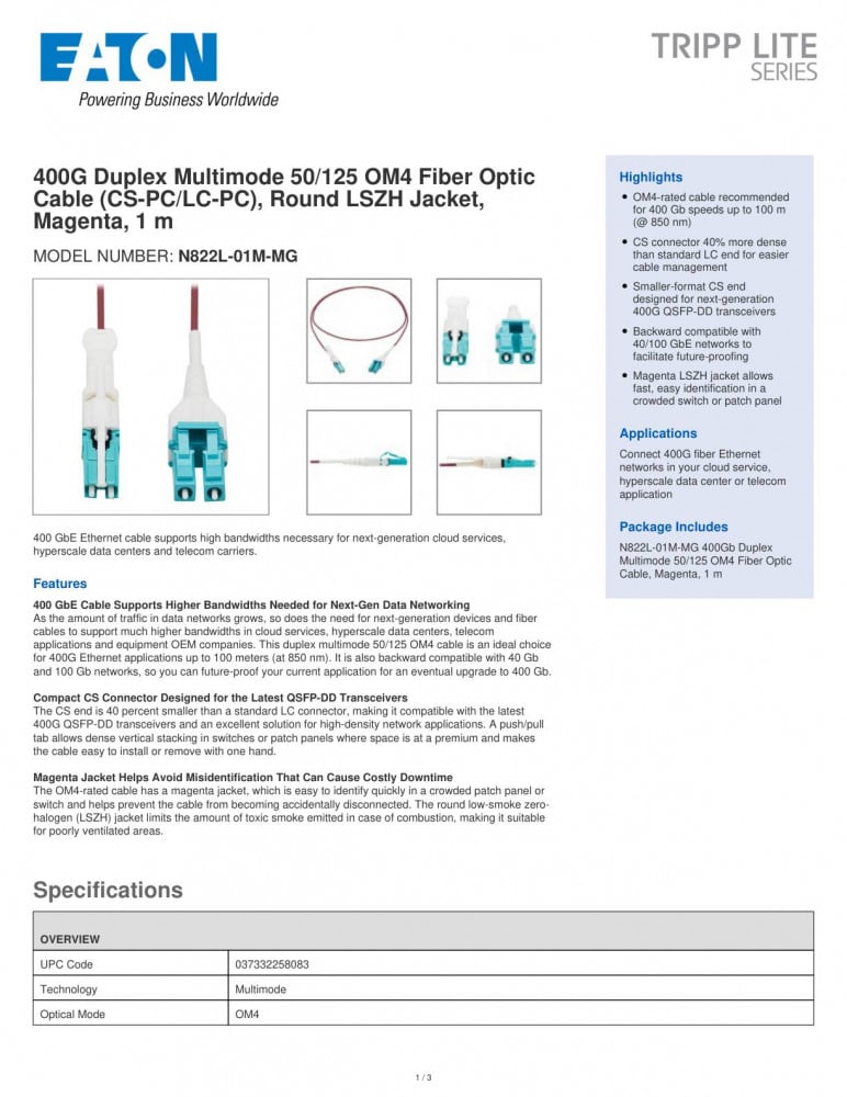 N822L-01M-MG technical document page 1