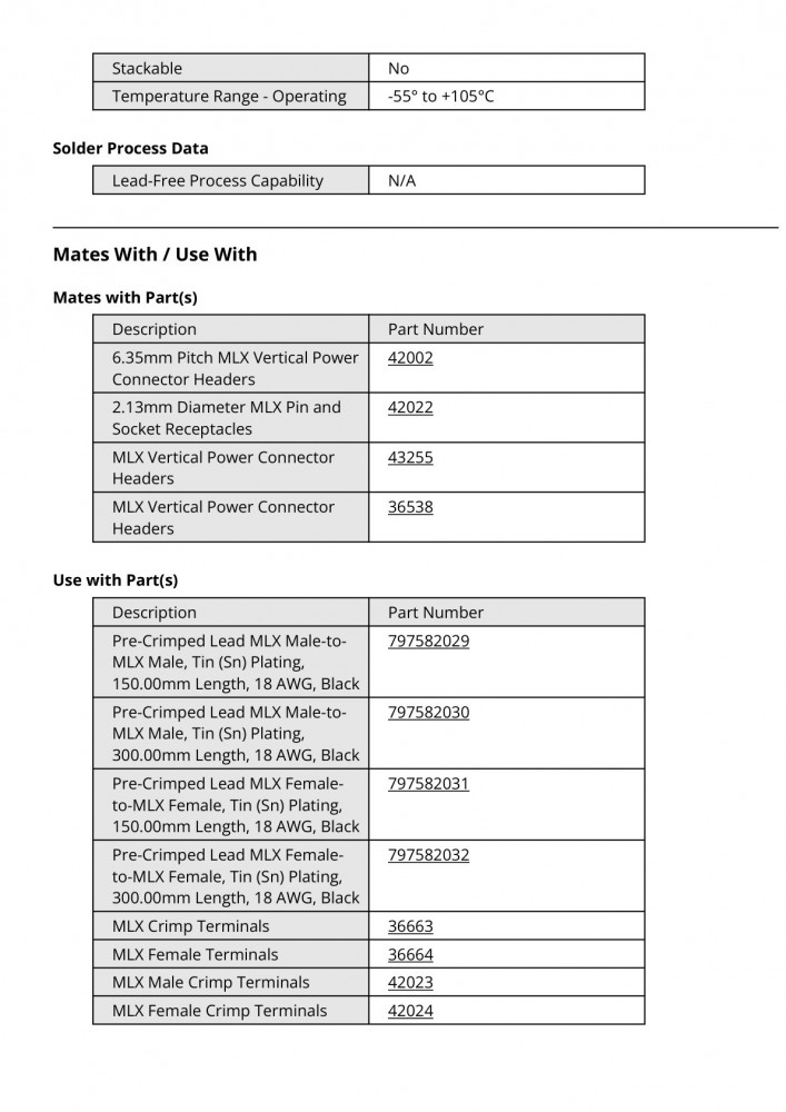 Technical document page 3 for MOLEX 50841010