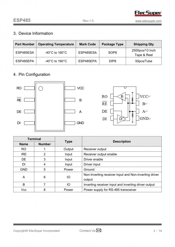 ESP485 datasheet page 2