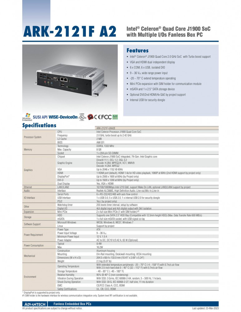 ARK-2121F technical document page 1