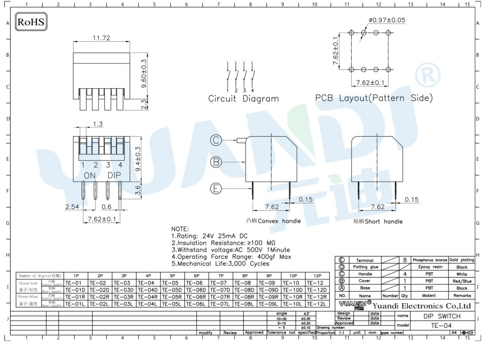 Yuandi TE-04 technical drawing page 1