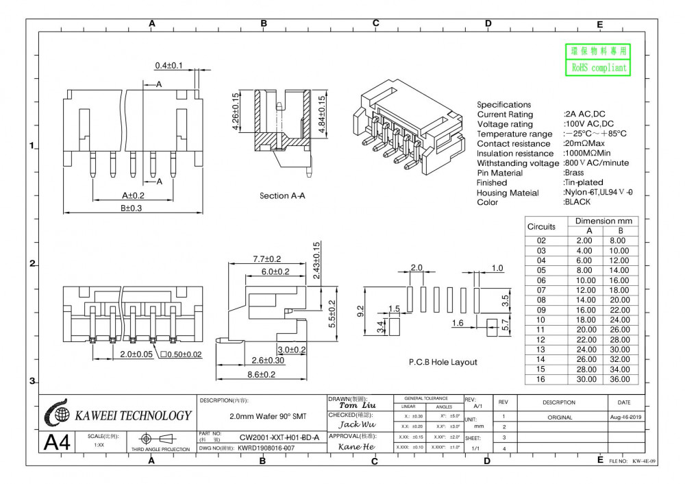 Adafruit 4391 technical drawing and connector dimensions
