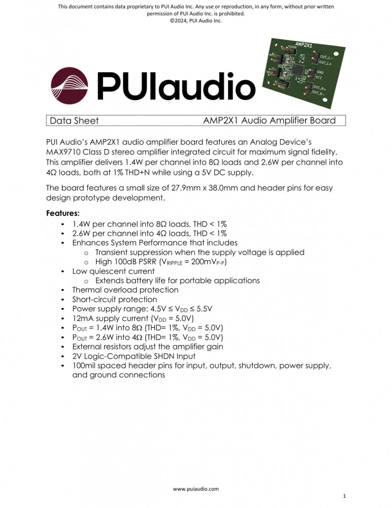 AMP2X1 datasheet page 1