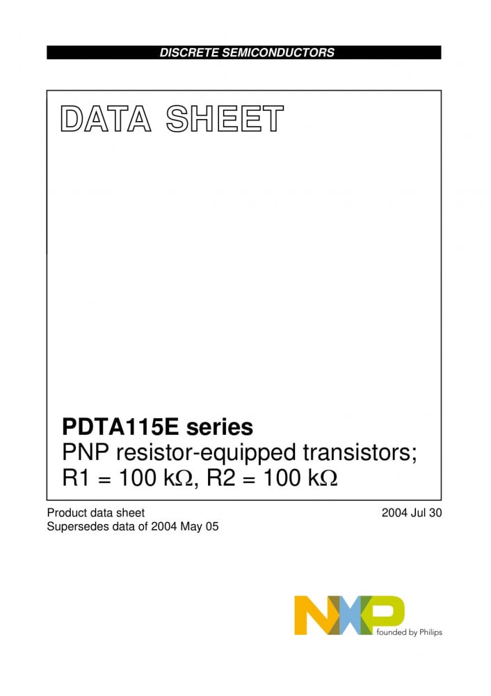 PDTA115E datasheet page 1