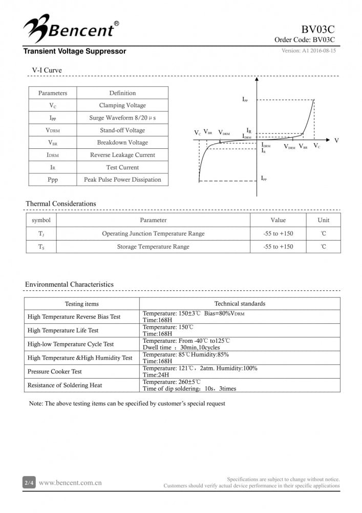 Bencent BV03C datasheet page 2