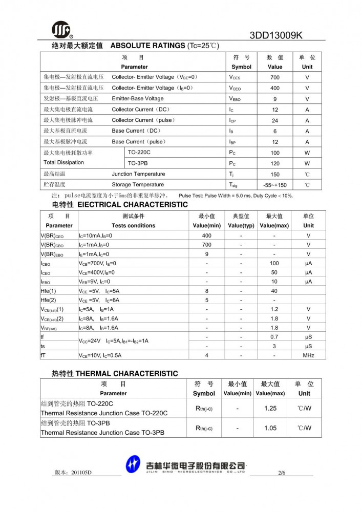 3DD13009K datasheet page 2