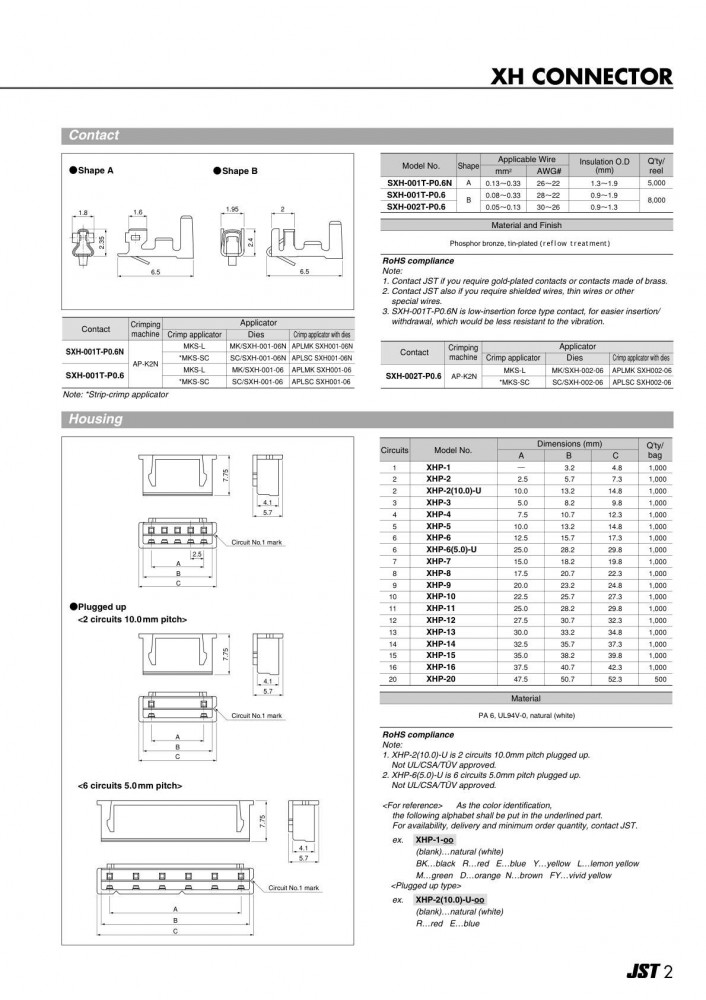 JST XH series catalog page 2
