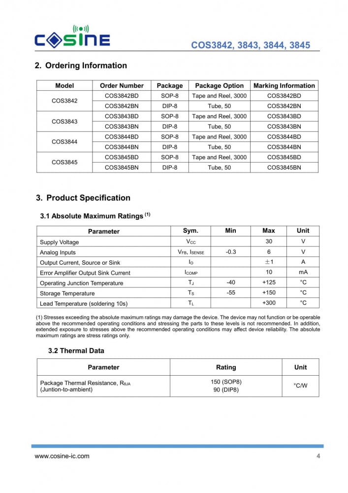 COS3842BD datasheet page 4
