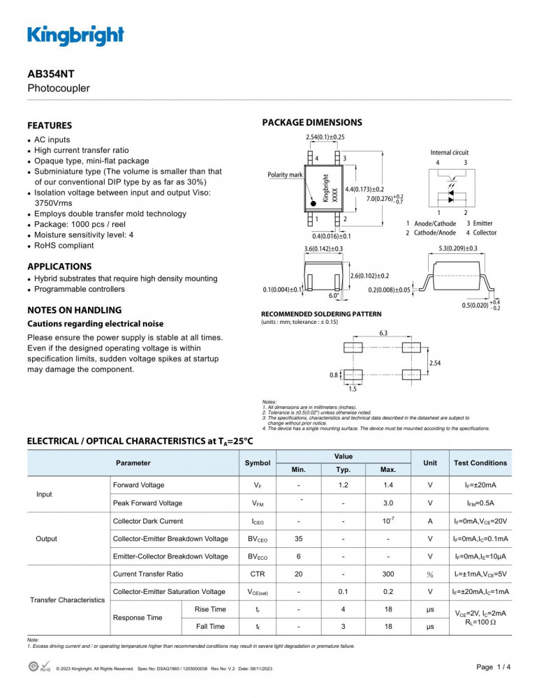 AB354NT datasheet page 1