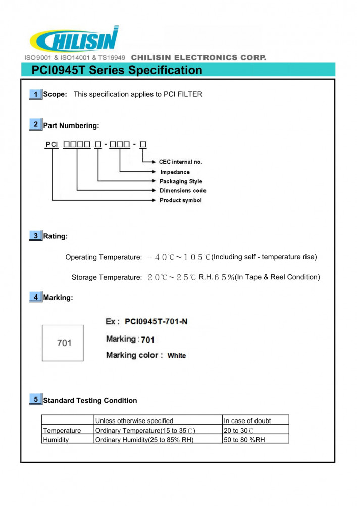 PCI0945T-701-NLM specification page 2