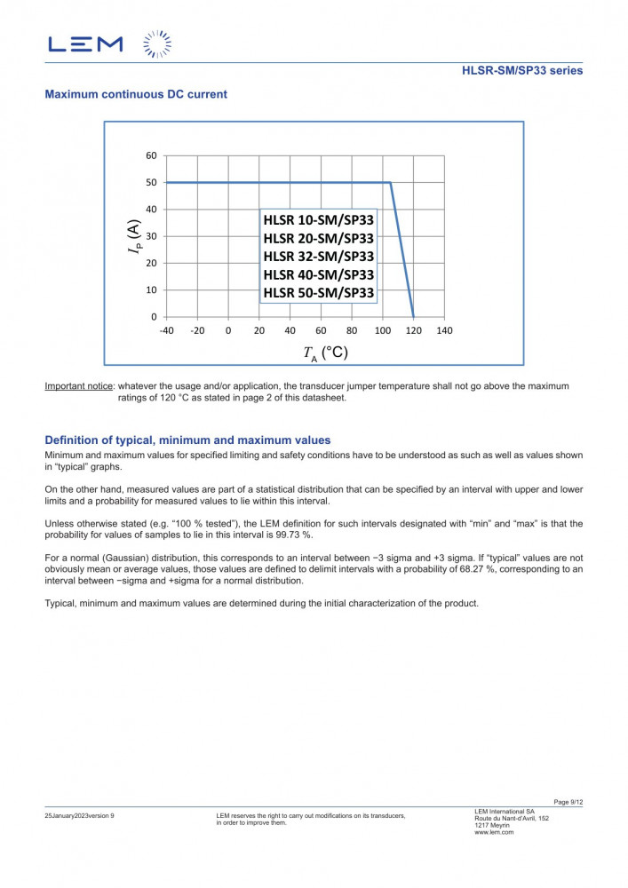 LEM HLSR datasheet page 9