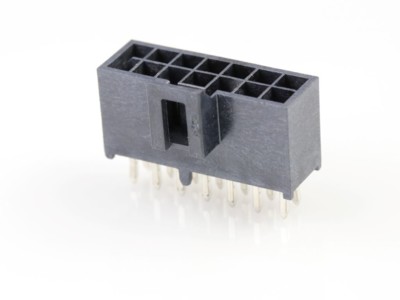 MX150 Dual Row Header, Right-Angle, 8 Circuits, 1.25µm Nickel (Ni) Overall, 2.50µm Minimum Select Matte Tin (Sn) Plating Overall, 3.05mm PC  Tail Length, Mating Pin Length 12.15mm