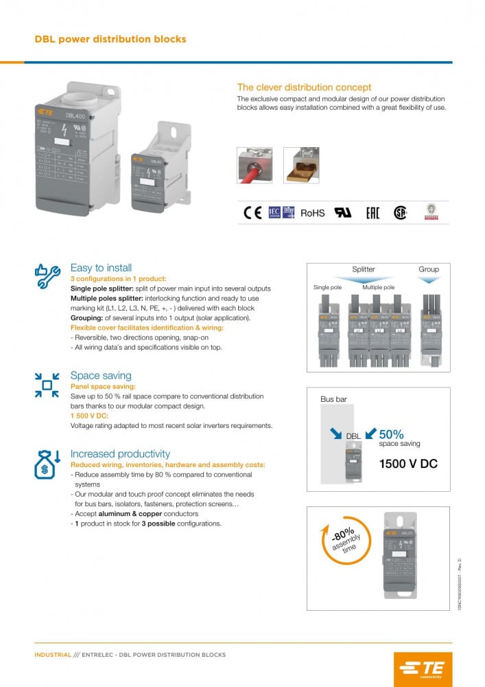 TE Connectivity DBL distribution block document page 2