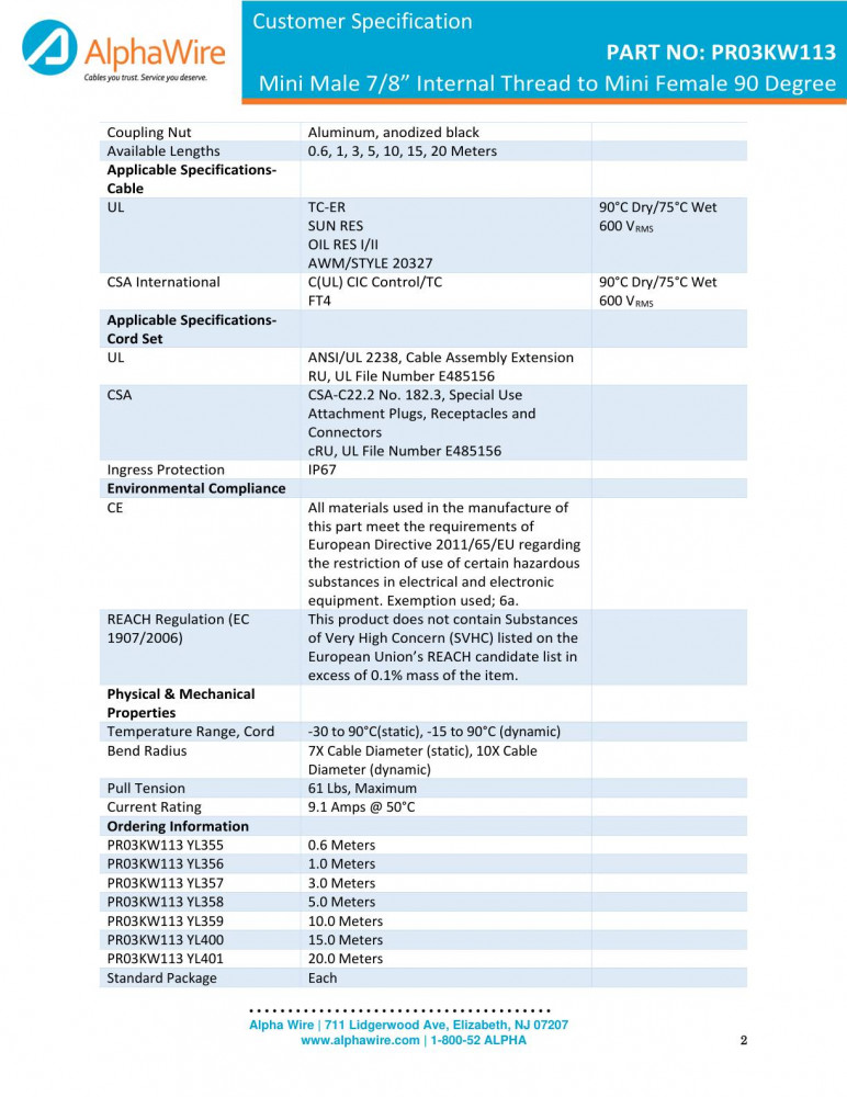 PR03KW113 YL355 technical drawing page 2