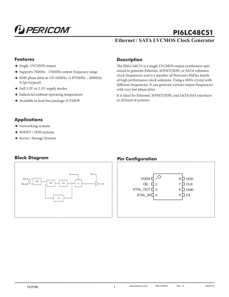 PI6LC48C51LEX datasheet page 1