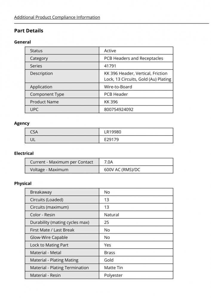 MOLEX 26614130 technical document page 2