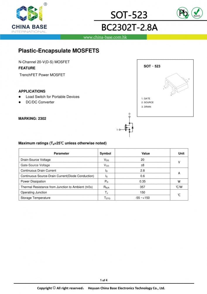 BC2302T-2.8A datasheet page 1