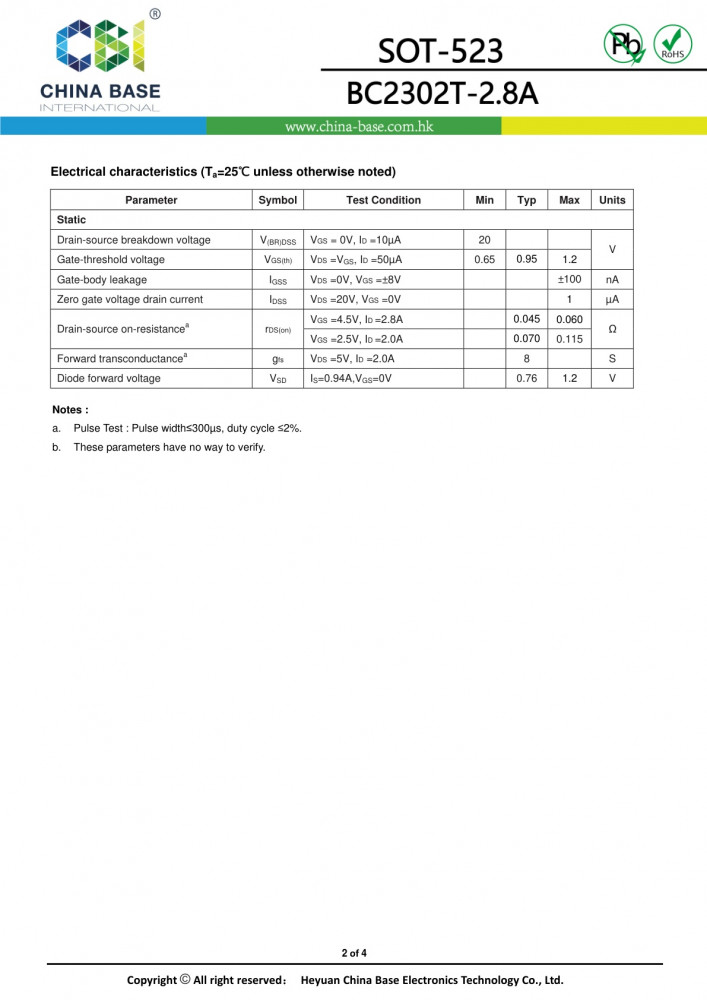BC2302T-2.8A datasheet page 2