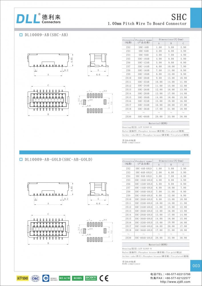 DLL SHC connector datasheet page 3