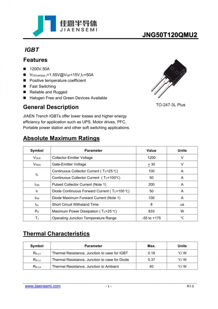 JNG50T120QMU2 datasheet page 1